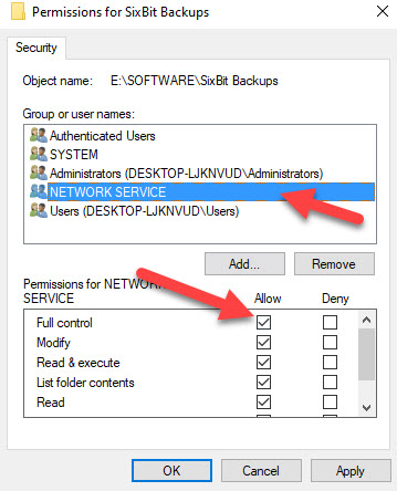 Setting Database Backup Permissions - Knowledgebase - SixBit Software
